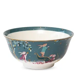 PORTMEIRION Sara Miller Woodland Tales Candy Bowl, Rabbit Sleigh - Blue