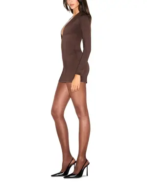 SKIMS Smooth Layers Plunge Mini Dress - Espresso