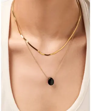 ANA LUISA Mini Pebble Onyx Pendant Necklace