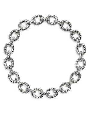 David Yurman Sculpted Cable Oval Link Necklace - Silver