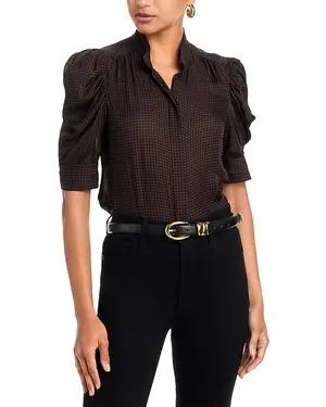 FRAME The Silk Houndstooth Gillian Top