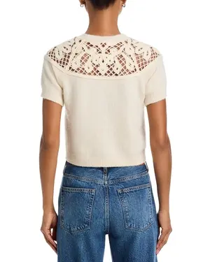 FRAME Cashmere Lace Gathered Sweater