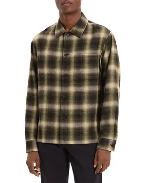 Theory Plaid Button Down Overshirt - Tarmac Multi