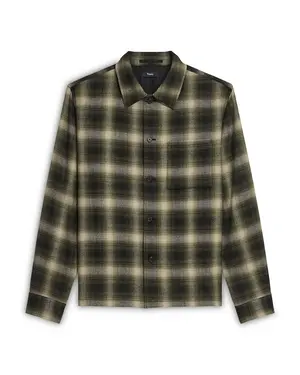 Theory Plaid Button Down Overshirt - Tarmac Multi