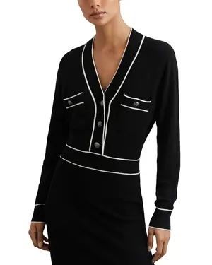 REISS Lorrie Button Front Knitted Midi Dress