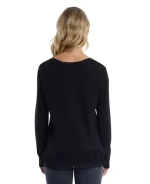 Wilt Mixed Media Ruffle Hem Tee - Black