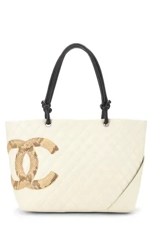 CHANEL White Calfskin Cambon Tote Large