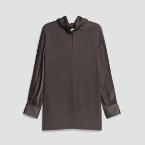 Theory Blouson Sleeve Satin Dress - Dark Graphite