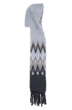 ACNE STUDIOS Fair Isle Mohair & Wool Blend Hooded Fringe Scarf