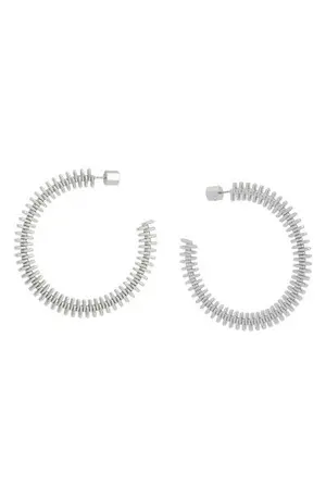ALLSAINTS Large Zipper Hoop Earrings - Shiny Silver