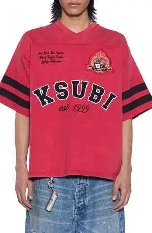 Ksubi Duke Embroide Cotton Jersey V-neck T-shirt