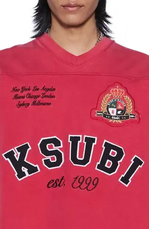 Ksubi Duke Embroide Cotton Jersey V-neck T-shirt