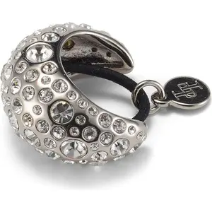 LELET NY Mini Dome Pavé Cuff Ponytail Holder - Rhodium/crystal