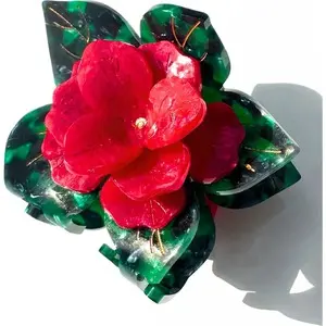 SOLAR ECLIPSE Hand-painted Poinsettia Claw Clip