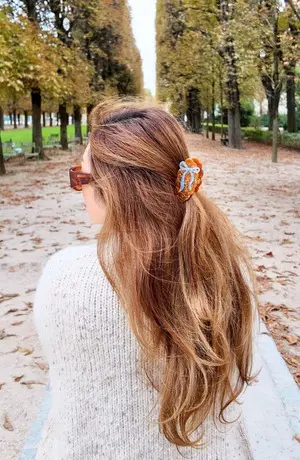 SOLAR ECLIPSE Hand-painted Bow Challah Claw Clip