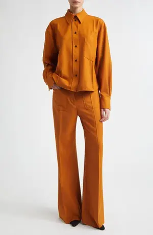 Victoria Beckham Long Sleeve Crop Button-up Shirt