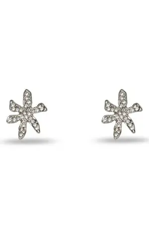 Lele Sadoughi Pavé Water Lily Stud Earrings - Crystal