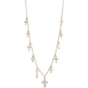 Argento Vivo Cross Charm Necklace - Gold