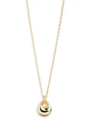 Argento Vivo Mini Puffy Teardrop Pendant Necklace - Gold