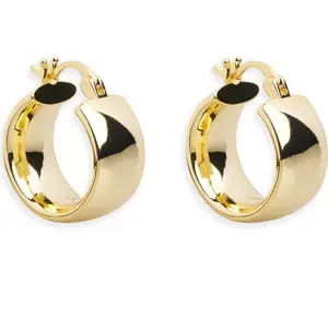Argento Vivo Wide Polished Hoop Earrings - Gold