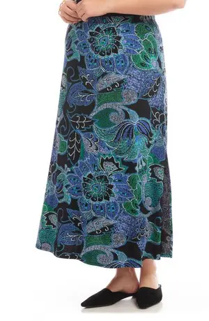 Karen Kane Floral Bias Cut Midi Skirt
