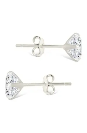 Sterling Forever Radiant Cut Cubic Zirconia Stud Earrings - Silver