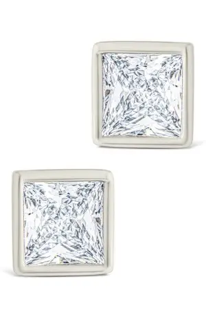 Sterling Forever Princess Cut Cubic Zirconia Stud Earrings - Silver