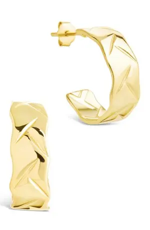 Sterling Forever Ashton Textured Hoop Earrings Gold