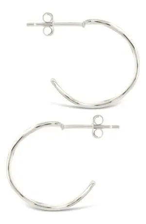 Sterling Forever Ashton Textured Hoop Earrings - Silver