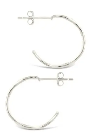 Sterling Forever Ashton Textured Hoop Earrings - Silver