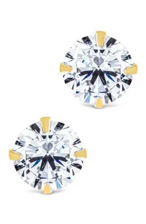 Sterling Forever Round-cut Cubic Zirconia Stud Earrings - Gold