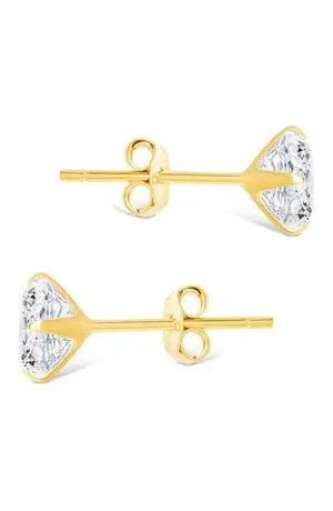 Sterling Forever Round-cut Cubic Zirconia Stud Earrings - Gold