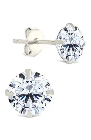 Sterling Forever Round Cut Cubic Zirconia Stud Earrings - Silver