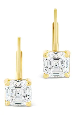 Sterling Forever Princess Cut Cubic Zirconia Lever-back Earrings - Gold
