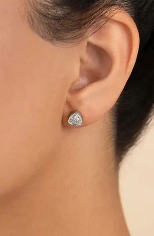 Sterling Forever Trillion Cut Cubic Zirconia Stud Earrings - Silver