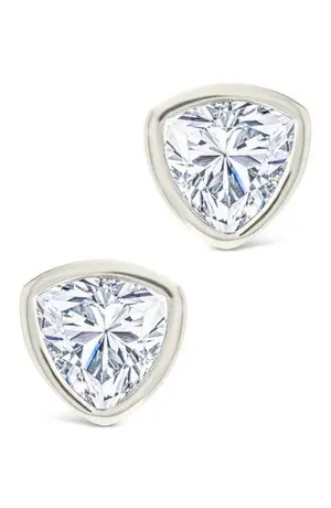 Sterling Forever Trillion Cut Cubic Zirconia Stud Earrings - Silver