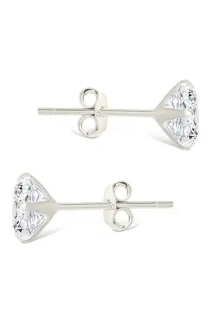 Sterling Forever Princess Cut Cubic Zirconia Stud Earrings - Silver