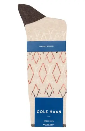 Cole Haan Argyle Patterned Dress Socks - Khaki