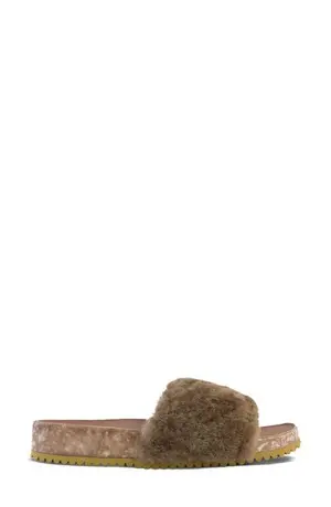 FLEKS San Ysidro Genuine Shearling Slide Sandal - Blushed