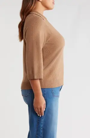 Wit & Wisdom Collared Sweater - Coffee Cake