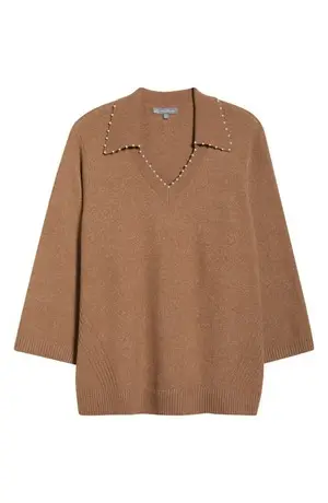 Wit & Wisdom Collared Sweater - Coffee Cake