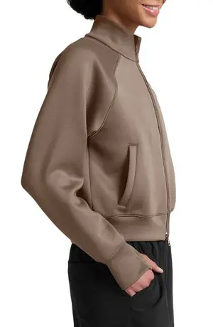Beyond Yoga Piping Detail Bomber Jacket - Cappuccino