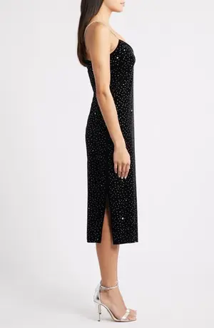 Sam Edelman Velvet Rhinestone Embellished Midi Slipdress