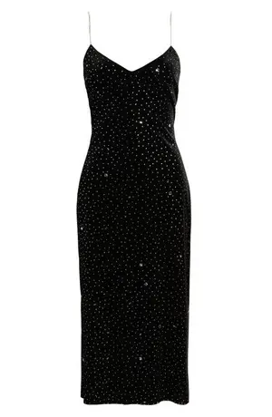 Sam Edelman Velvet Rhinestone Embellished Midi Slipdress