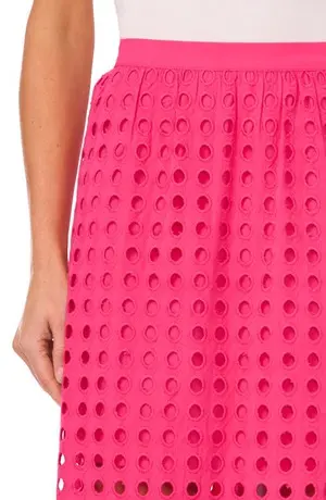 CECE DUPRAZ Eyelet Cotton Midi Skirt - Pink Taffy