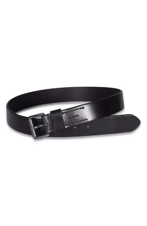 ALLSAINTS Bevel Edge Leather Belt - Dark Brown