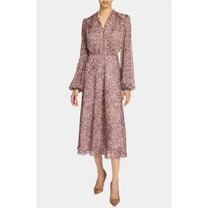 Santorelli Amal Printed Georgette Midi Dress - Dusty Lilac Multi