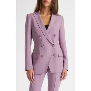 Santorelli Paco Double-breasted Six-button Jacket - Dusty Lilac