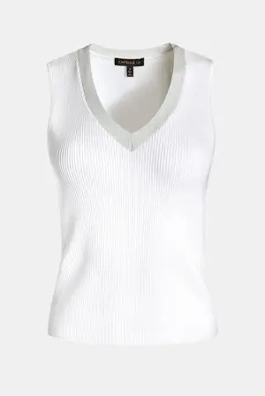 CAPSULE 121 Sleeveless V-neck Ribbed Knit Top