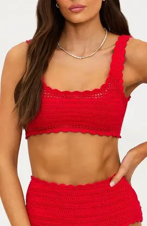 Beach Riot Andy Crochet Bikini Top - Ruby Crochet